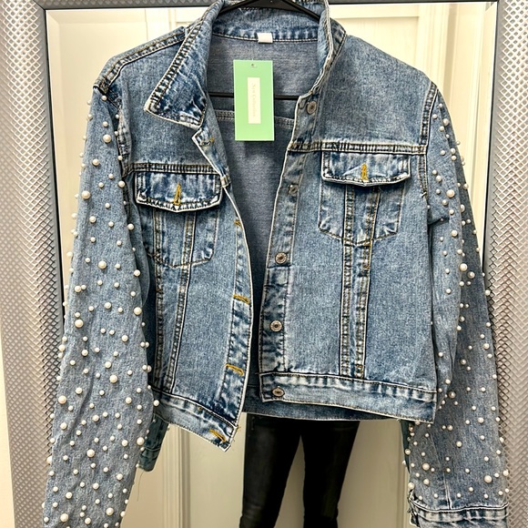 Jackets & Coats | Just Dropped Studded Pearl Denim Jacket New Various ...